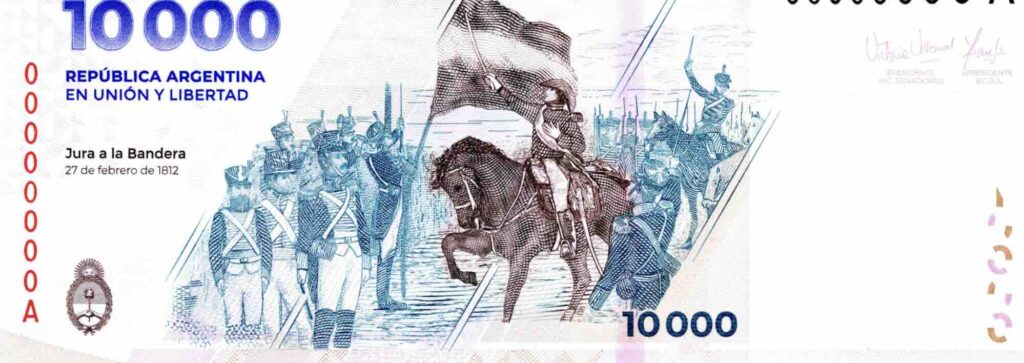 Nuevo billete de $ 10.000 pesos argentinos